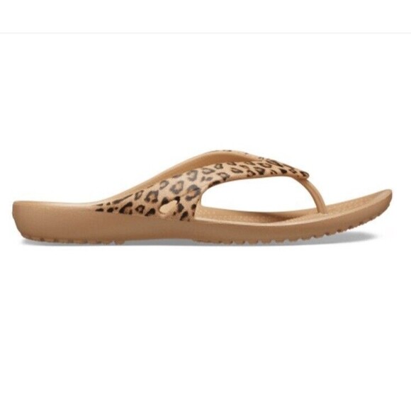 CROCS | Shoes | Crocs Kadee Ii Leopard Gold Women Leopard Flip Flop ...